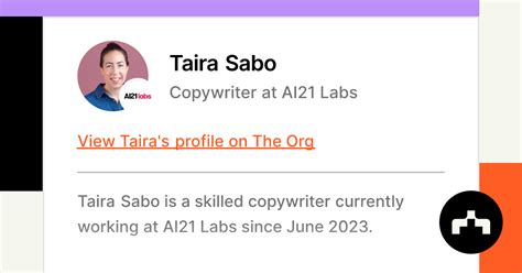 Taira Sabo Copywriter At Ai21 Labs The Org