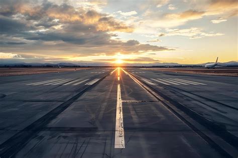Premium Photo Minimalistic Wide Angle Shot Of Empty Airport Runway At