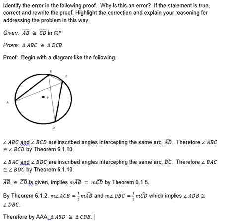 solved identify the error in the following proof why is