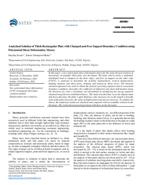 Pdf Analytical Solution Of Thick Rectangular Plate With Clamped And