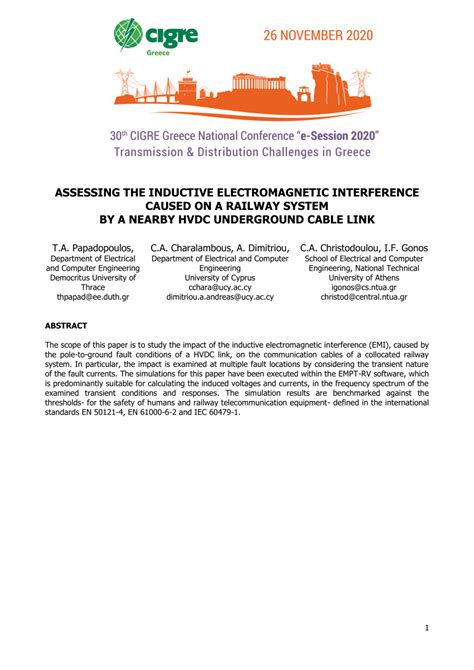Pdf Assessing The Inductive Electromagnetic Interference Caused On A Railway System By A