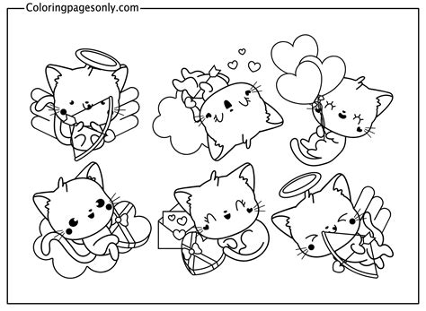 Kawaii Cat Coloring Pages Printable Free Free Coloring Sheet