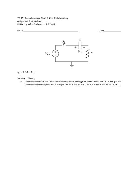 Ece 201 Electric Circuits Coursework Lab Assignment Material Ece 201 Foundations Of Electric