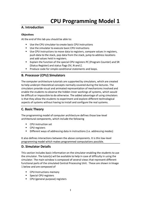 Programming Model 1tutorial Cpu Programming Model 1 A Introduction