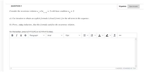 solved consider the recurrence relation an 3an−1 2 with base
