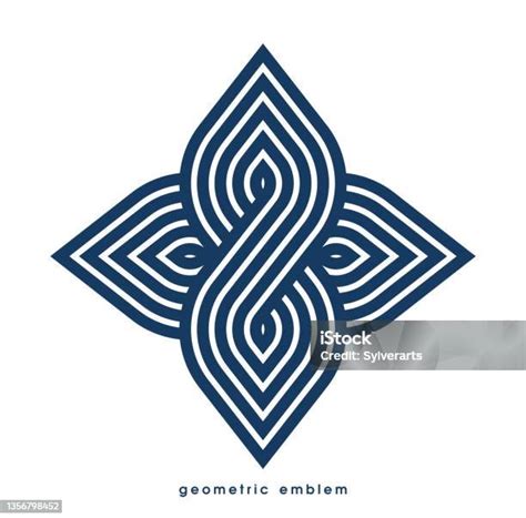 추상적인 기하학적 꽃 모양의 꽃 벡터 기호는 흰색 라인 아트 기하학적 모양 엠블럼 또는 아이콘에 고립되어 부티크 또는 화장품 또는 호텔 이나 스파 또는 보석 로고에 가장