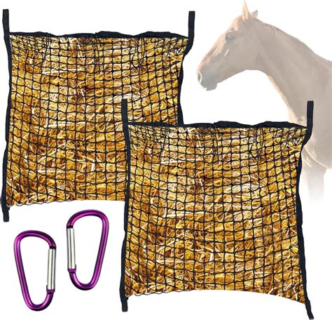 Amazon.com: GSYUWIH 2 Pcs Slow Feed Hay Nets for Horses,Wall Mounted Hay Nets for Horses,1.2 ...