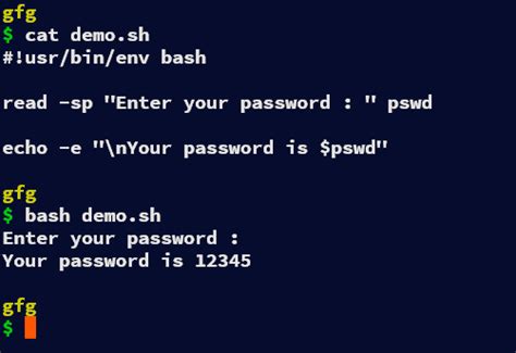 Bash Script Read User Input Geeksforgeeks