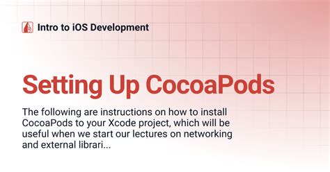 Setting Up Cocoapods Intro To Ios Development