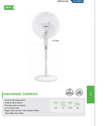 Black Crompton High Speed Torpedo Pedestal Fan 400 Mm At Best Price In