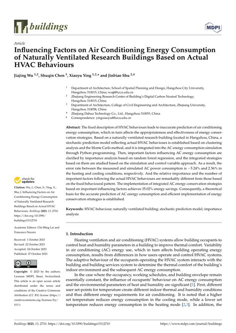 Pdf Influencing Factors On Air Conditioning Energy Consumption Of Naturally Ventilated