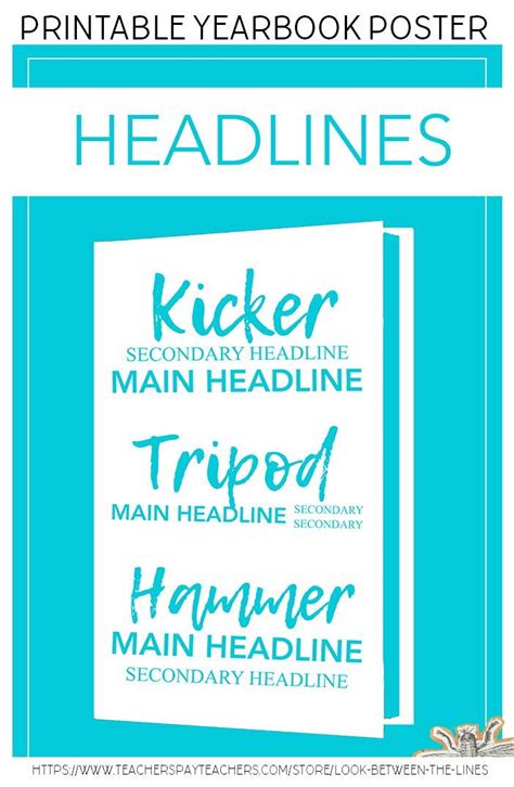 Yearbook Printable Posters Headline Styles Hammer Kicker And Tripod