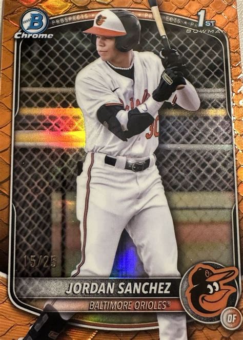 Jordan Sanchez 2025 Bowman Chrome Bcp 208 Prospects Reptilian Orange
