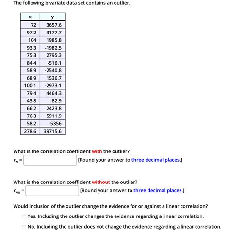 Solved The Following Bivariate Data Set Contains An Out
