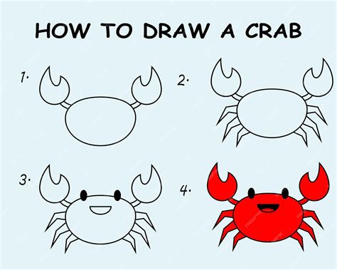 premium vector step by step to draw a crab drawing tutorial a crab