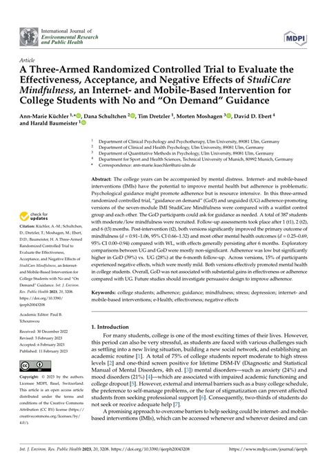 Pdf A Three Armed Randomized Controlled Trial To Evaluate The