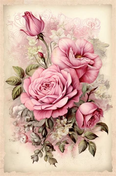 Vintage Flower Prints And Peonies Artwork Antique Floral Art Diy