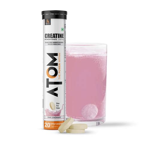Creatine Monohydrate 1500mg 20 Effervescent Tablets Pink Lemonade
