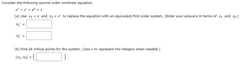 Solved Consider The Following Second Order Nonlinear