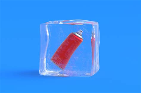 얼음 조각에 스프레이 페인트의 금속 캔 3d 일러스트레이션 3차원 형태에 대한 스톡 사진 및 기타 이미지 3차원 형태 체취 제거제 가정 생활 Istock
