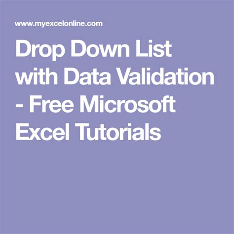 Drop Down List With Data Validation Myexcelonline Microsoft Excel