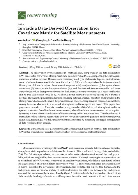 Pdf Towards A Data Derived Observation Error Covariance Matrix For