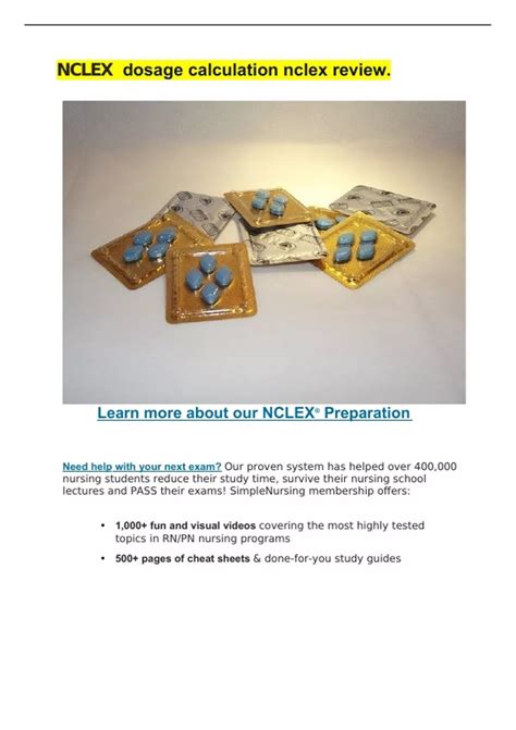 Nclex Dosage Calculation Nclex Review Nclex Stuvia Us