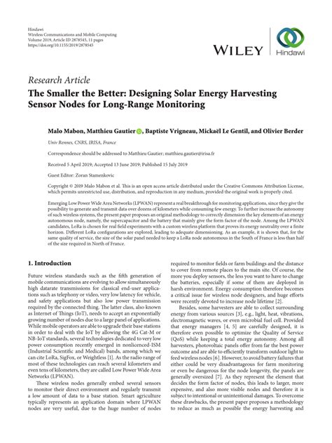Pdf The Smaller The Better Designing Solar Energy Harvesting Sensor Nodes For Long Range