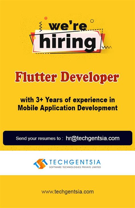Techgentsia Is Hiring A Senior Flutter Developer To Engineer
