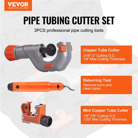 Vevor 3pcs Tubing Cutter Set Heavy Duty Pipe Cutter 3 16 2od Mini Tube Cutter 1 8 7 8