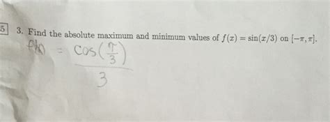 Solved Find The Absolute Maximum And Minimum Values Of F X Chegg Com