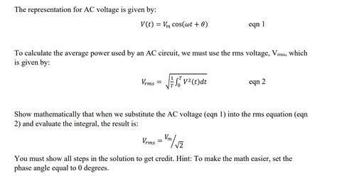 Solved The Representation For AC Voltage Is Given By V T Chegg Com