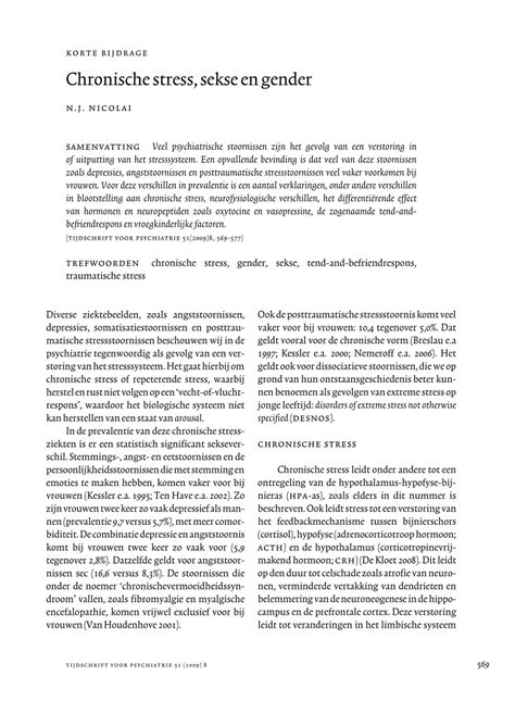 Pdf Chronic Stress Sex And Gender
