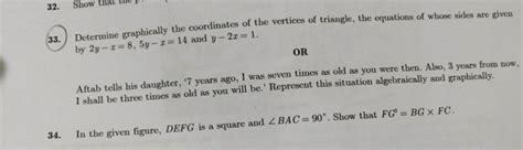 33 determine graphically the coordinates of the vertices of triangle th