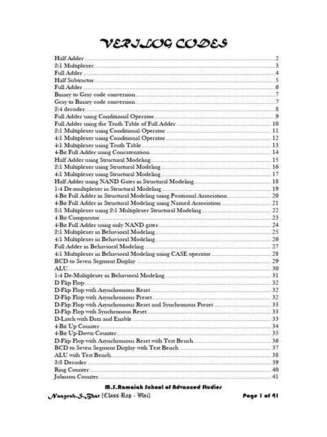 Verilog Codes Pdf