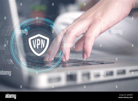 Vpn Virtual Private Network Protocol Hand And Laptop Cyber Security And Privacy Connection