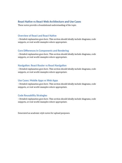 React Native Vs React Web Architecture And Use Cases Pdf