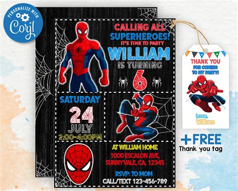 Printable Spiderman Birthday Invitation