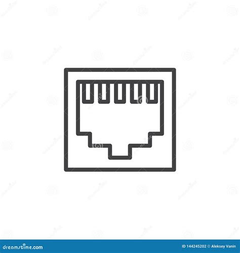 Ethernet Port Socket Line Icon Stock Vector Illustration Of Simple Plug 144245202