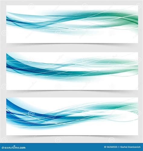 Modern Abstract Green Blue Line Header Collection Cartoon Vector 56260555