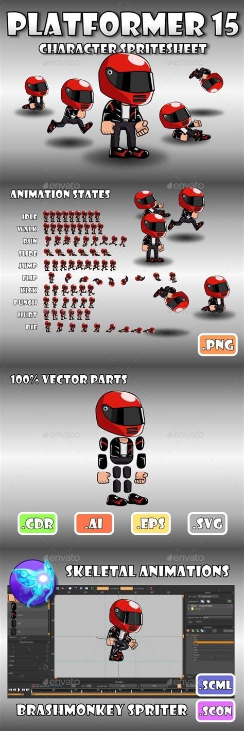 Platformer Character Sprites Sprite Game Assets Banner Template Design