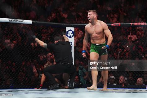 Dricus Du Plessis Of South Africa Reacts After His Knockout Victory