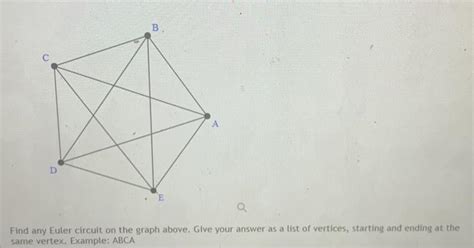 solved b d e find any euler circuit on the graph above give