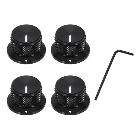 Uxcell 4pcs Aluminium Knurled Potentiometer Knobs 14 Volume Tone Control Top Hat Knob For