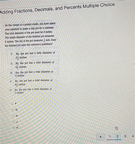 Solved Adding Fractions Decimals And Percents Multiple Choice As