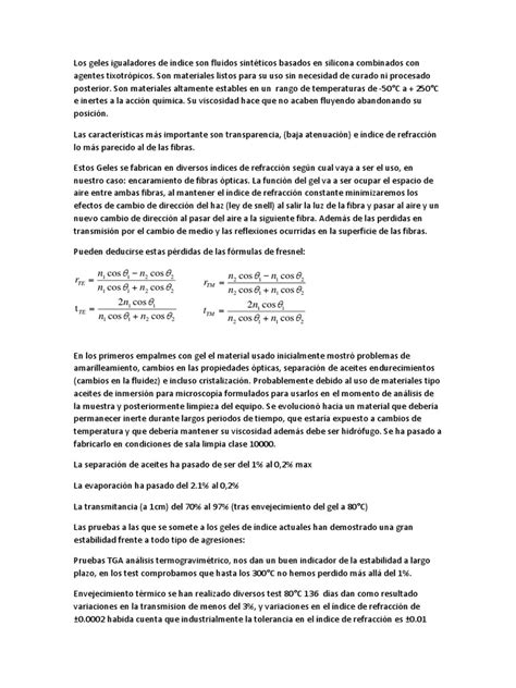 Index Matching Gel Descargar Gratis Pdf Fibra óptica Agua
