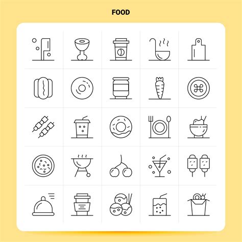 Outline 25 Food Icon Set Vector Line Style Design Black Icons Set Linear Pictogram Pack Web And