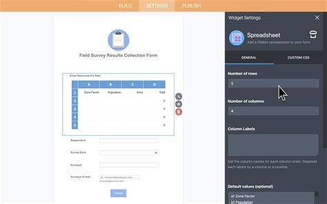 Spreadsheet Form Widgets Jotform