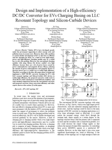 Design And Implementation Of A High Efficiency Dc Dc Converter For Evs Charging Basing On Llc