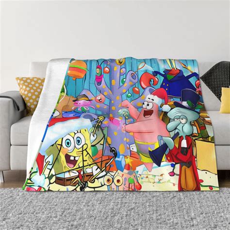 Goofa Spongebob Squarepants Pattern Fleece Throw Blanket For Couch